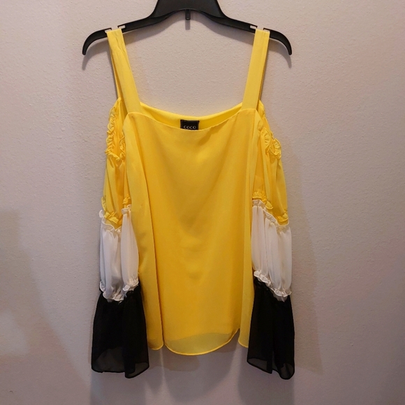 Coco Bianco | Tops | Coco Bianco Yellow Black And White Blouse Xl ...